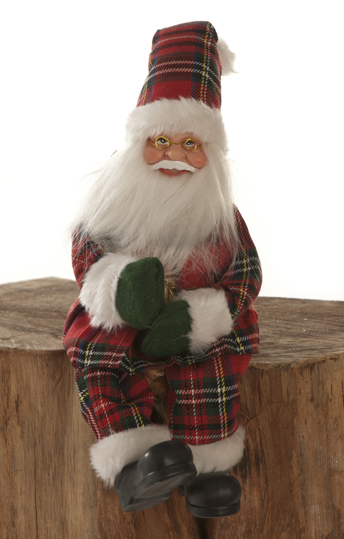 30cm Sitting Scottish Tartan Santa – The Olde Christmas Shoppe