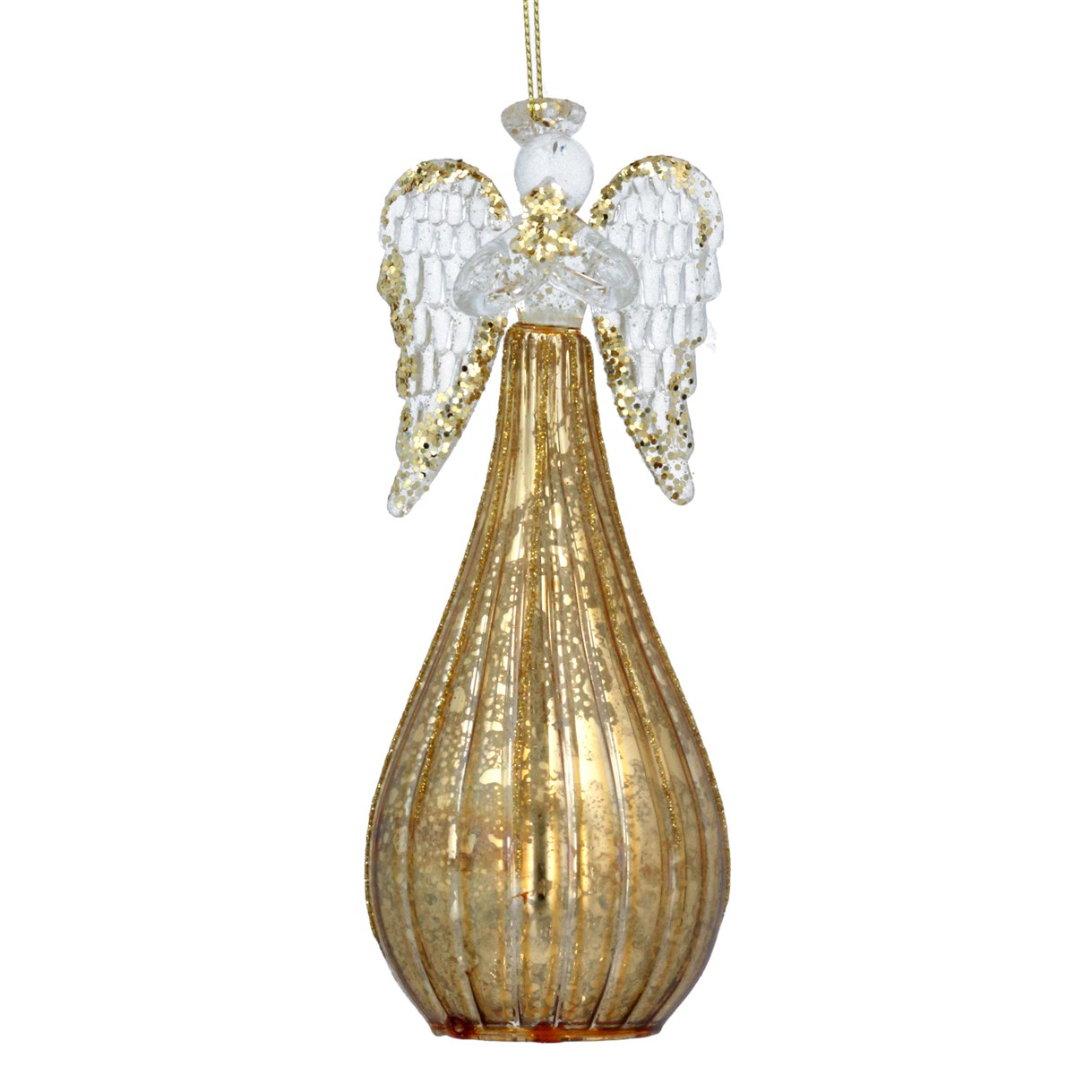 Antique Gold Glass Angel – Hanging Decoration – The Olde Christmas Shoppe